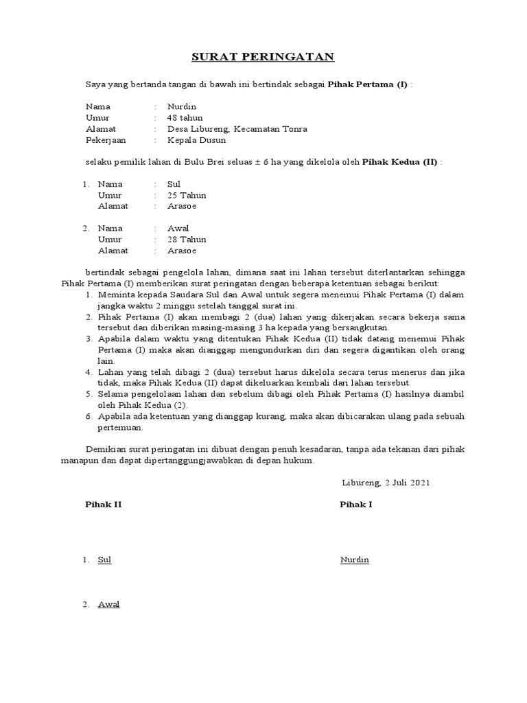 SURAT PERINGATAN | PDF