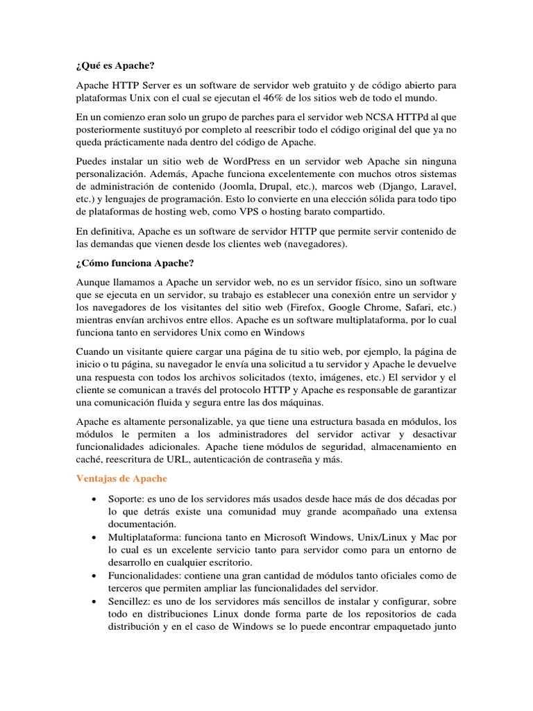 APACHE | PDF | Servidor HTTP Apache | Redes