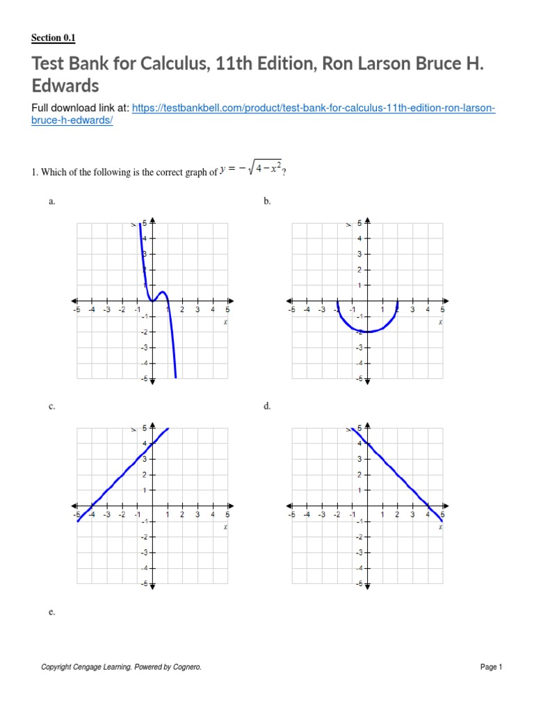 Test Bank For Calculus 11th Edition Ron Larson Bruce H Edwards | PDF ...