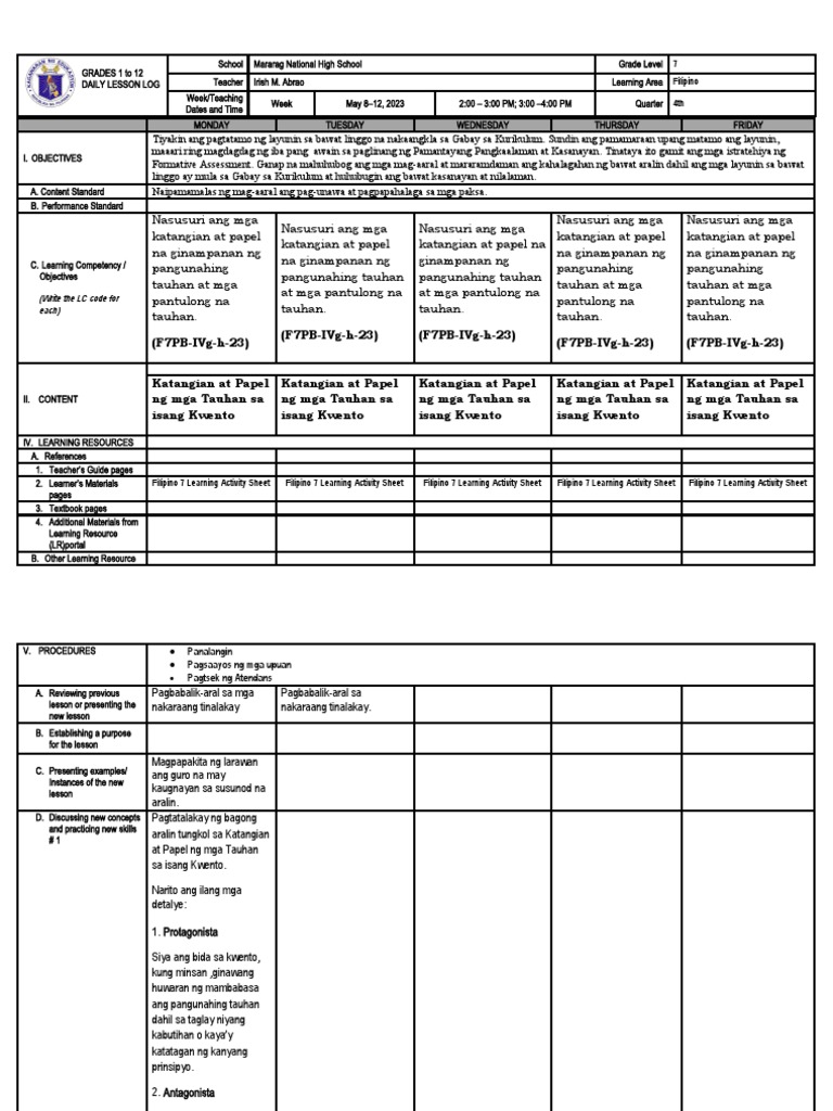 Filipini 7DLL-q4, w2 | PDF