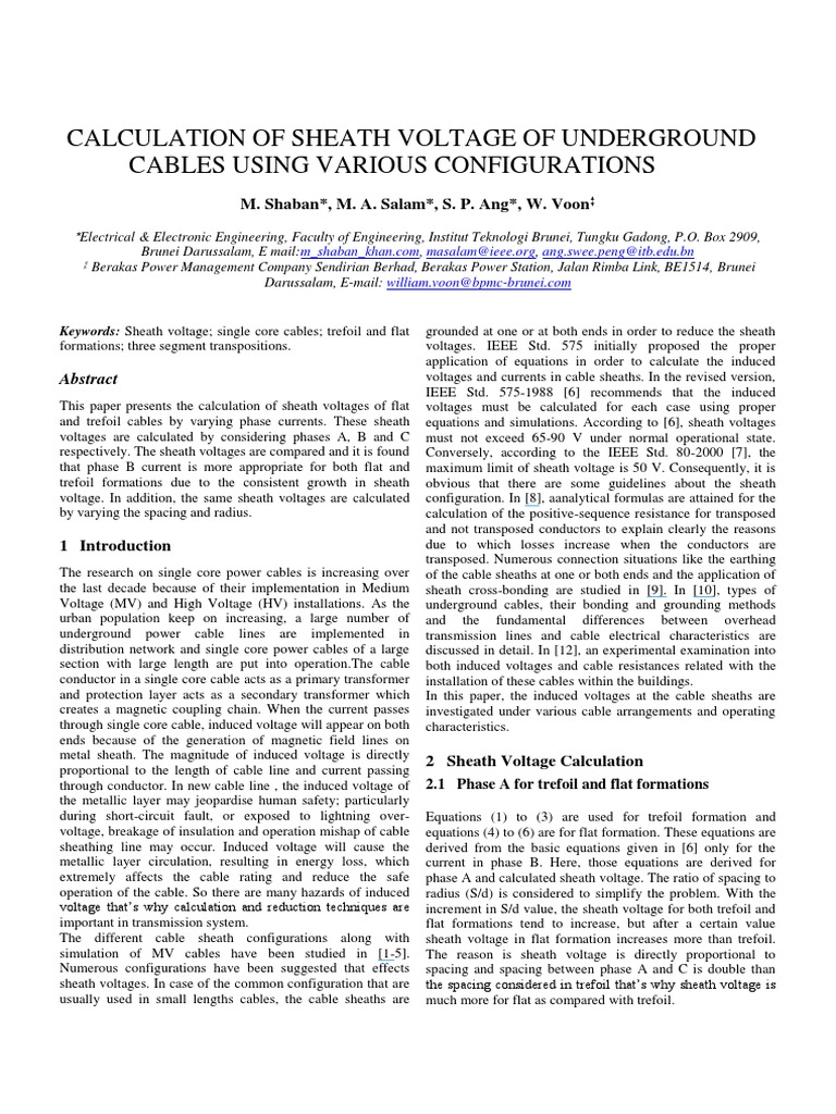CALCULATION OF SHEATH VOLTAGE OF UNDERGROUND Cables | PDF