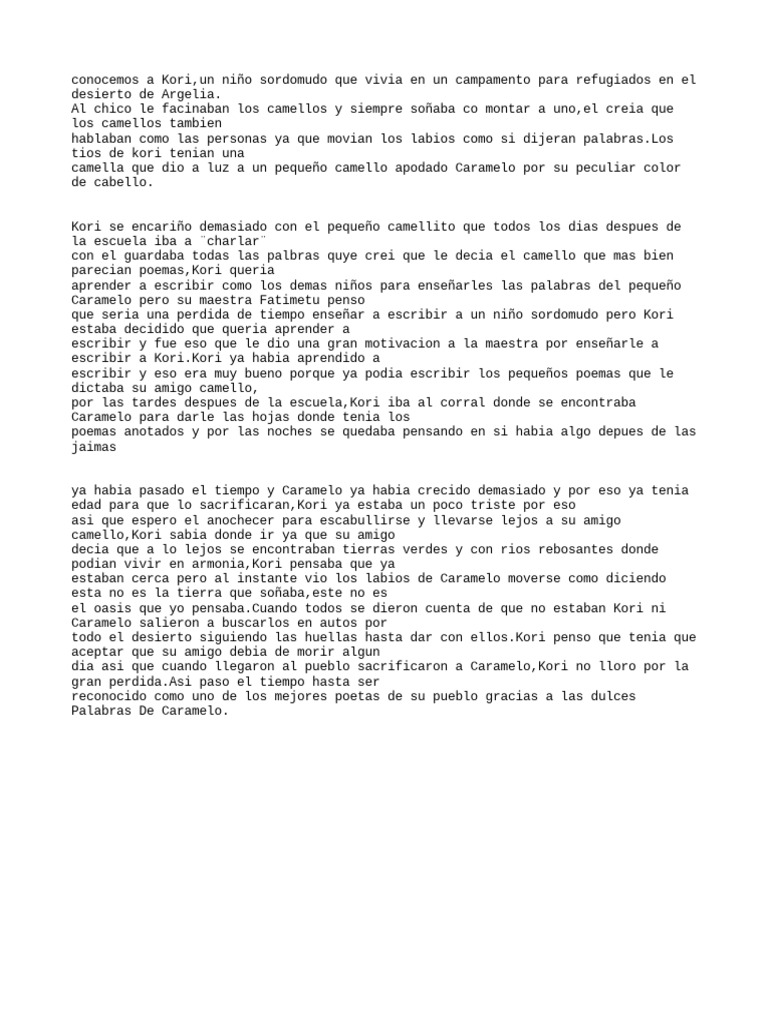 Palabras de Caramelo (Resumen) | PDF