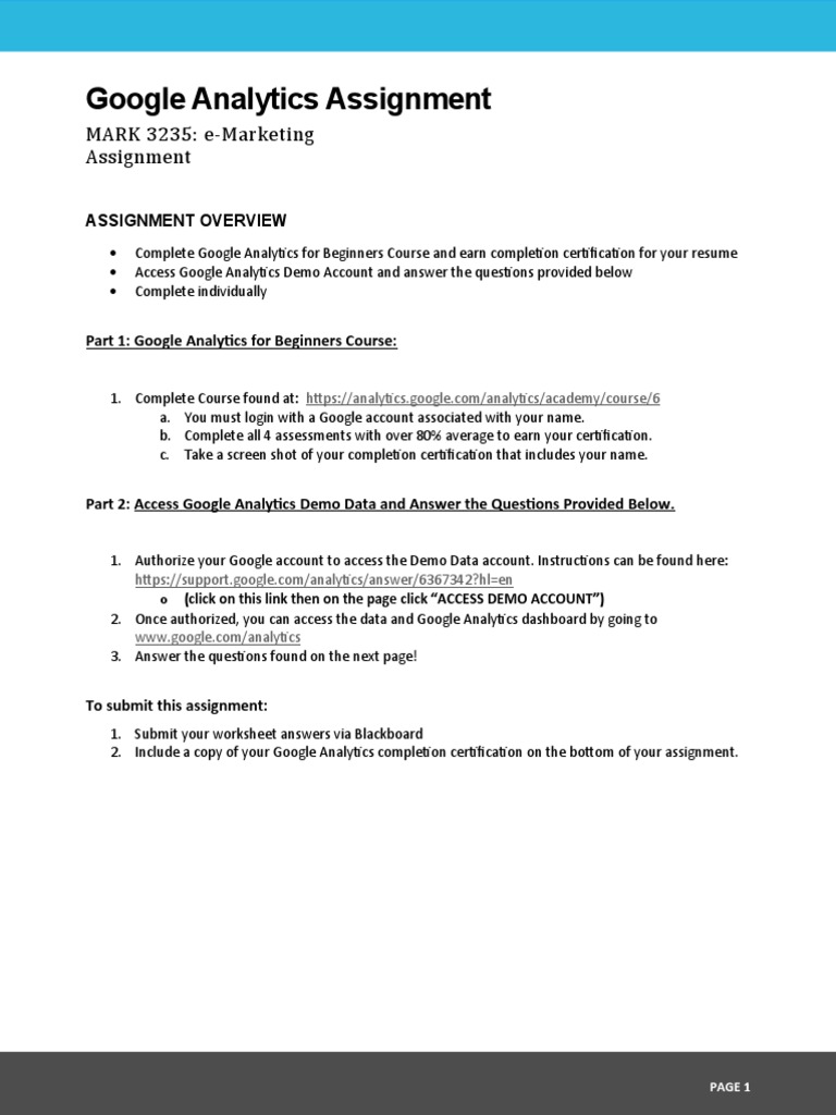Google Analytics Certification Assignment | PDF