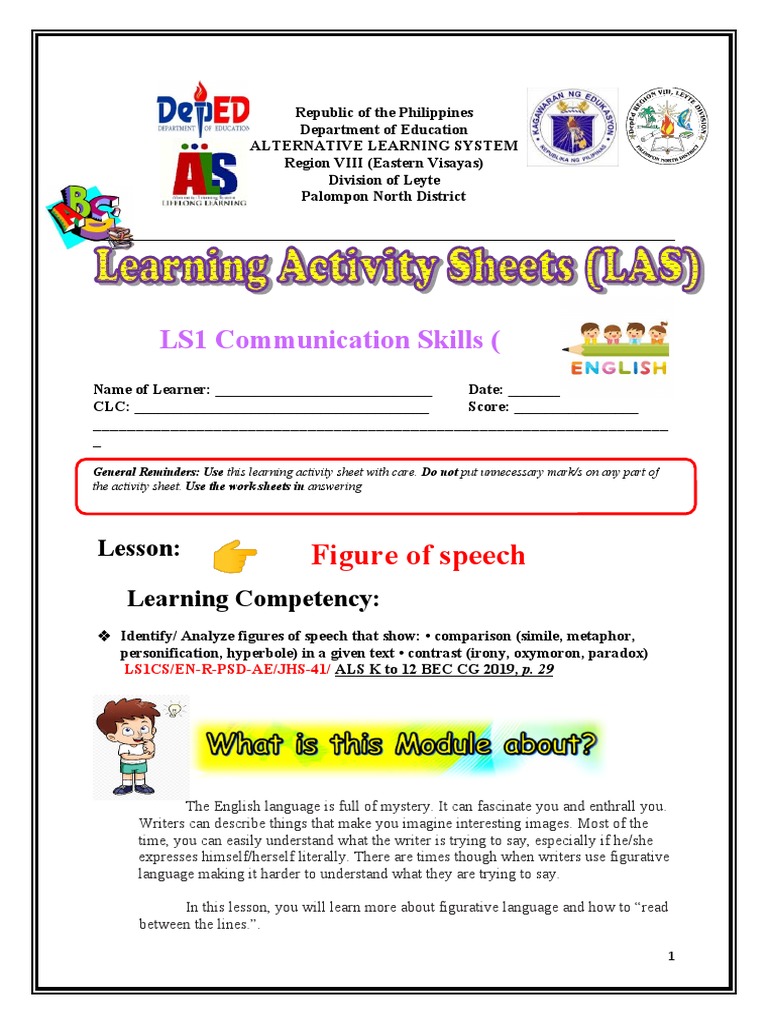 Grade 5 Figures of Speech Worksheet | PDF | Metaphor | Poetic Devices