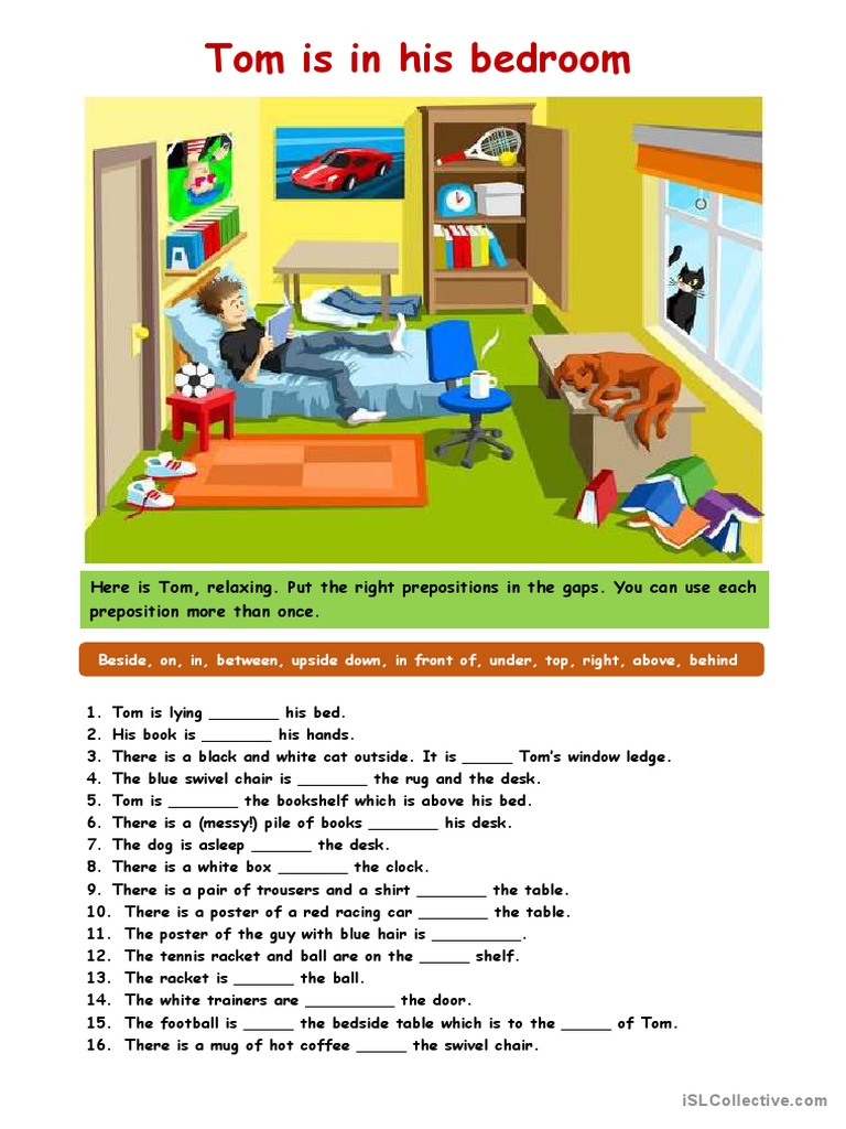 Prepositions of Place With A Bedroom Visual | PDF
