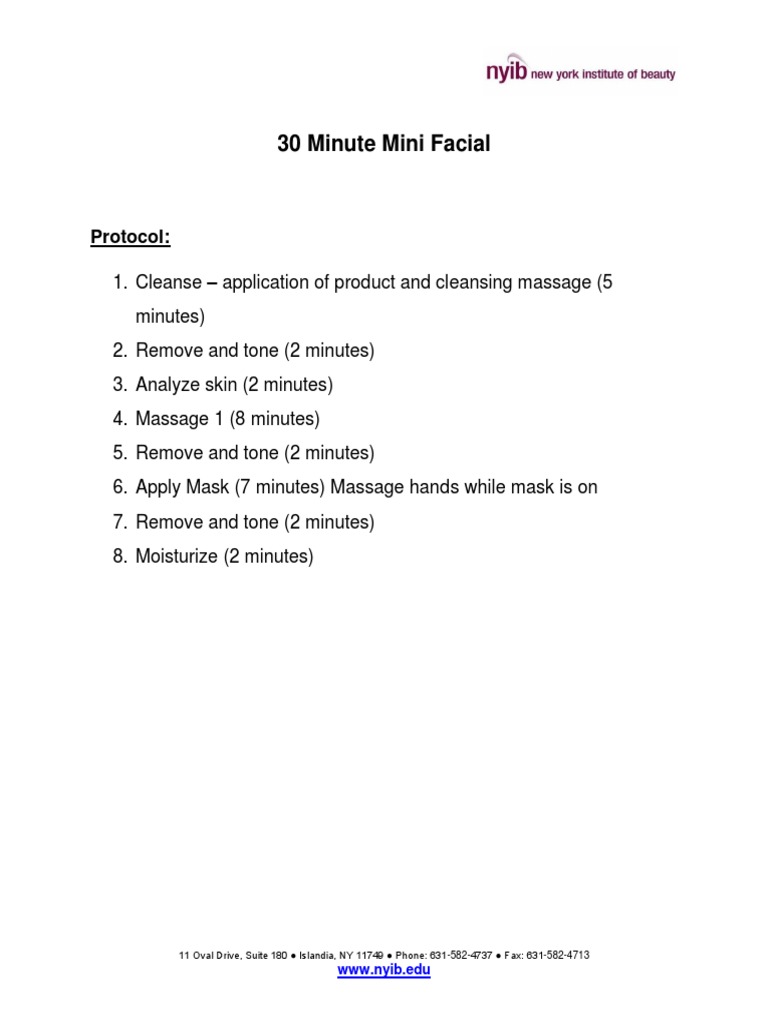 30-Minute Mini Facial Protocol | PDF | Wellness