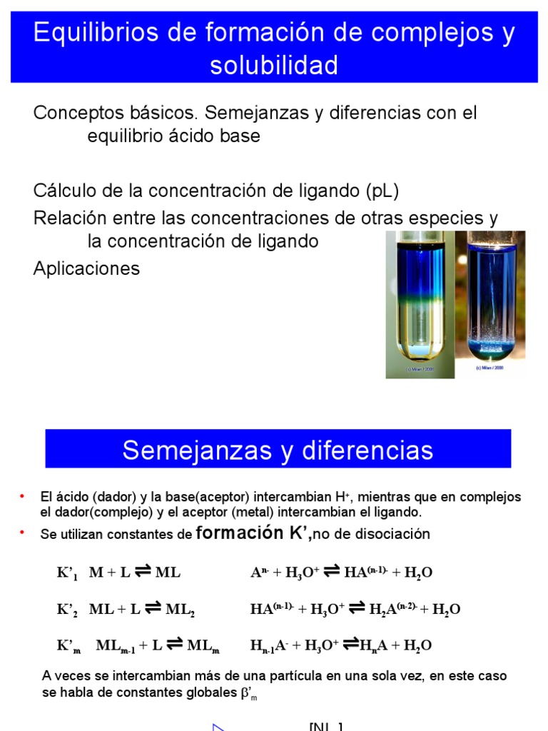 Equilibriosde Formación de Complejos y Solubilidad | PDF