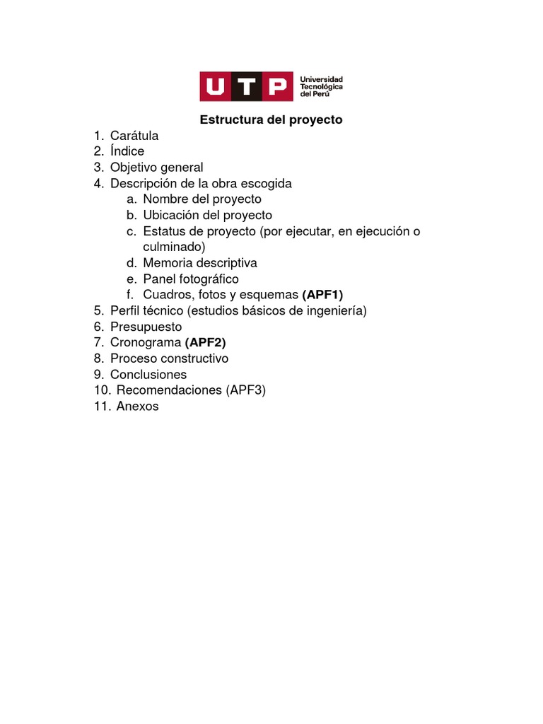 Semana 12 - Documento - Estructura Del Proyecto APF2 | PDF