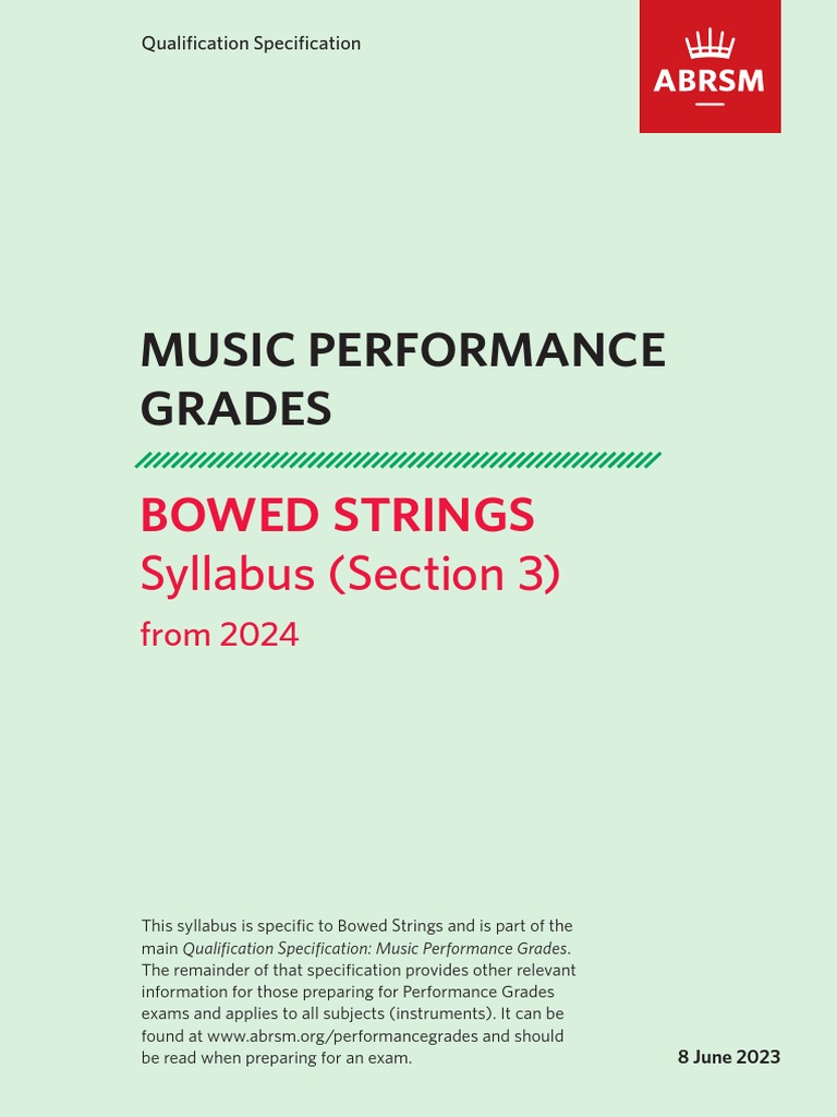 ABRSM Performance Grades Bowed Strings Syllabus From 2024 | PDF