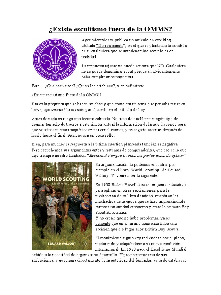 Escultismo y OMMS: ¿Exclusión o Inclusión? | PDF | Exploración ...