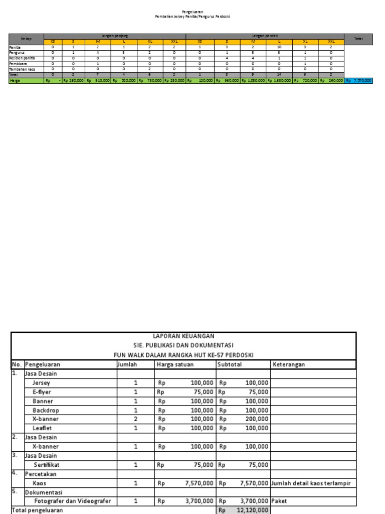 Laporan Keuangan Sie. Pubdok | PDF