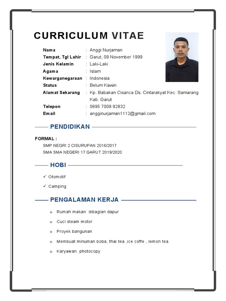 CV Anggi Nurjaman: Pendidikan & Pengalaman Kerja | PDF