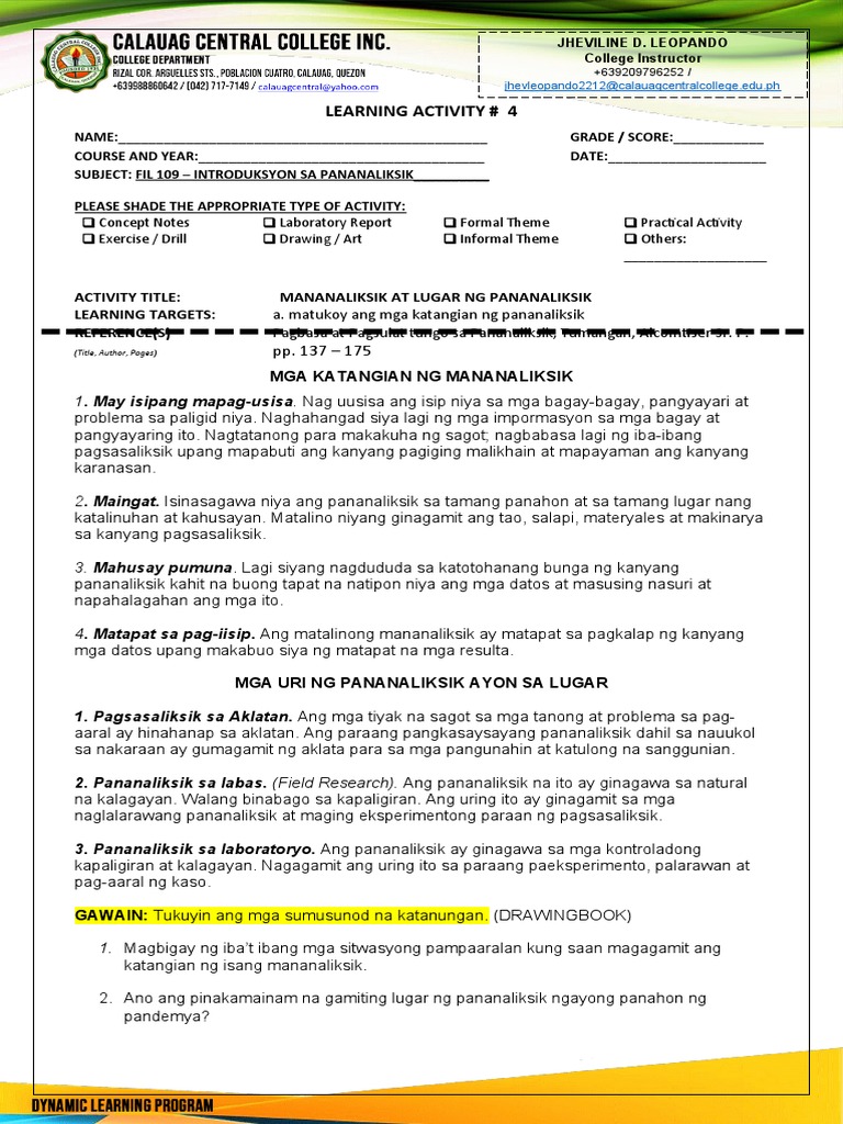 Fil 109 (Las 4-5) | PDF