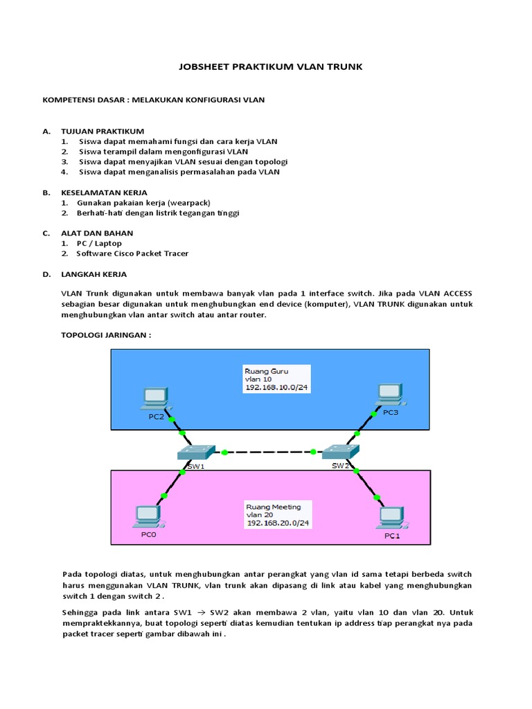 Jobsheet Praktikum Vlan Trunk | PDF