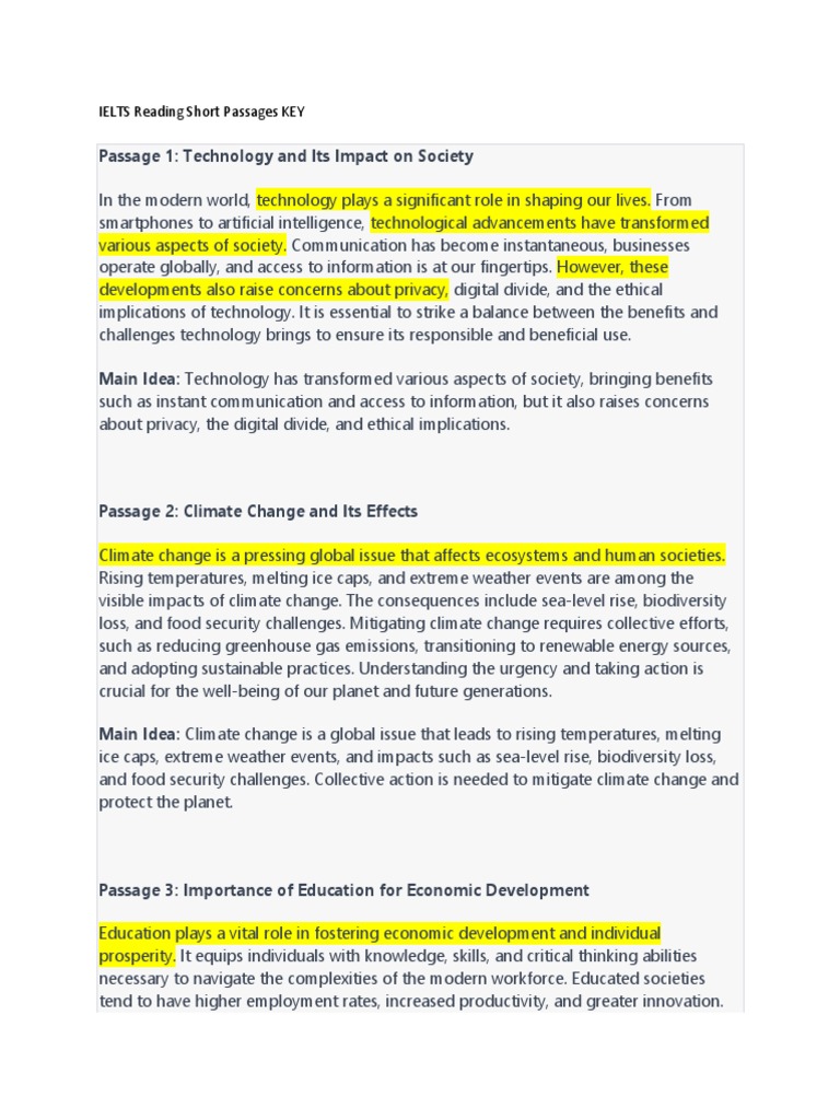 IELTS Reading 5 Short Passages KEY | PDF