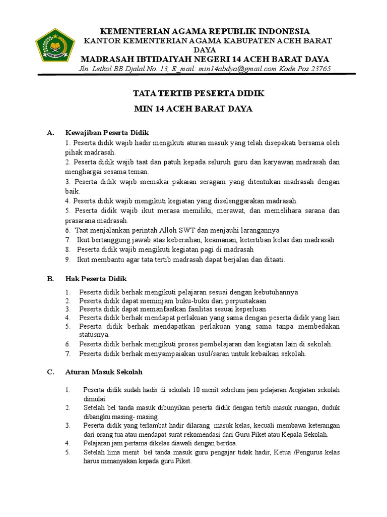 Tata Tertib Peserta Didik | PDF