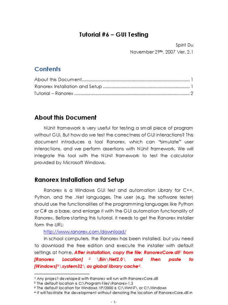 Ranorex Tutorial 6 Gui Testing | PDF | Graphical User Interfaces ...
