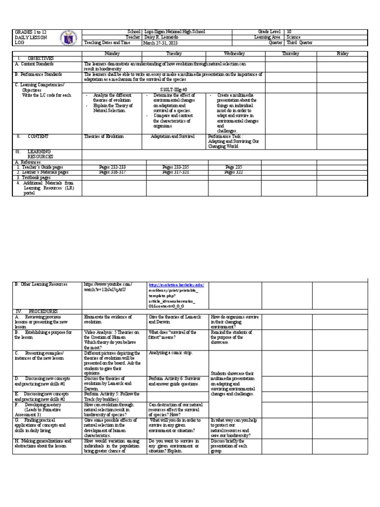 DLL Mod.3 Part 2 3RD QRTR G10 | PDF | Natural Selection | Learning