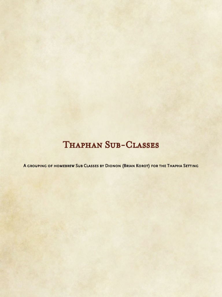 Thaphan Subclasses | PDF