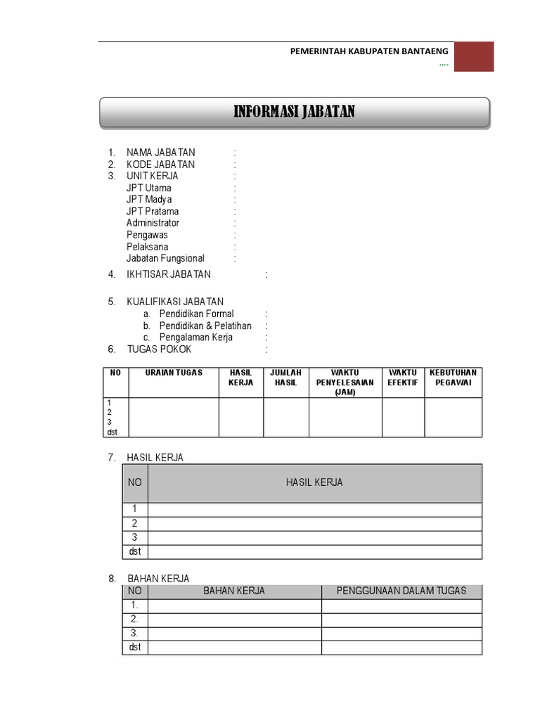 Form Kosong ANJAB-ABK | PDF