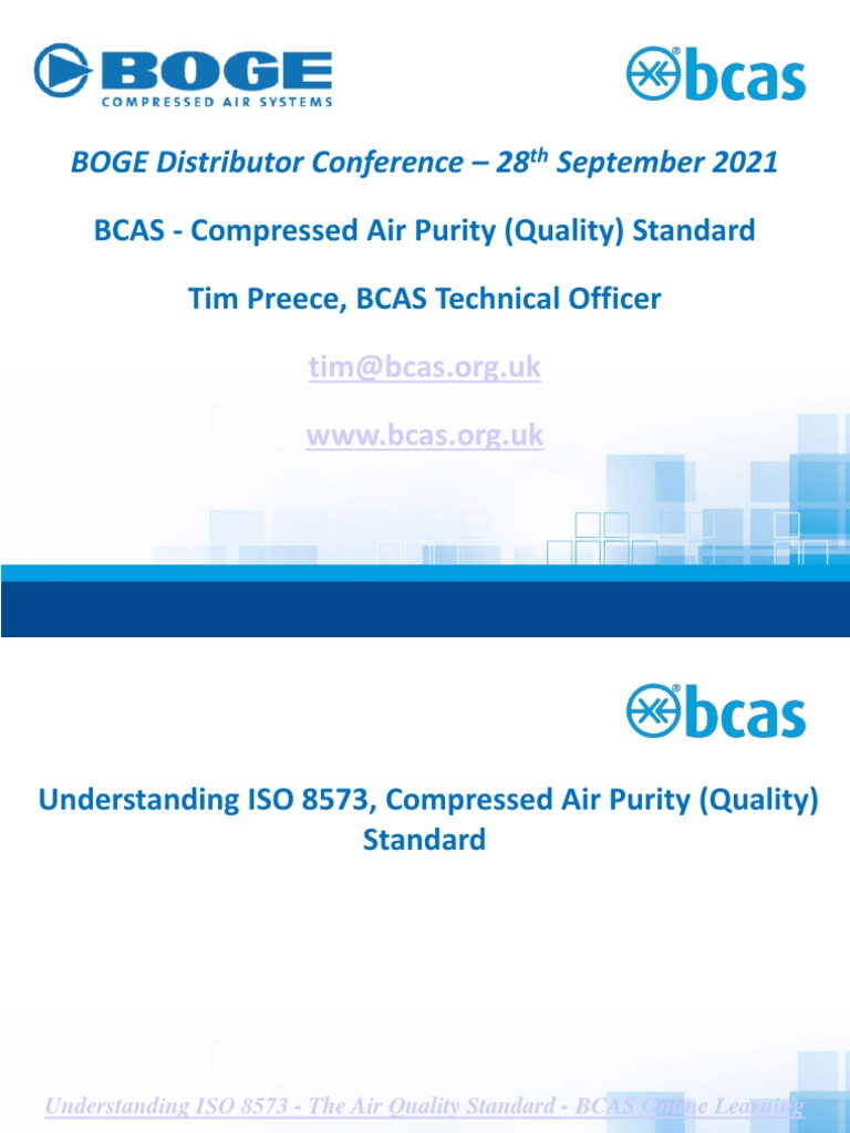 Understanding ISO 8573 - BOGE Dist Conf Presentation TPRE 2 | PDF