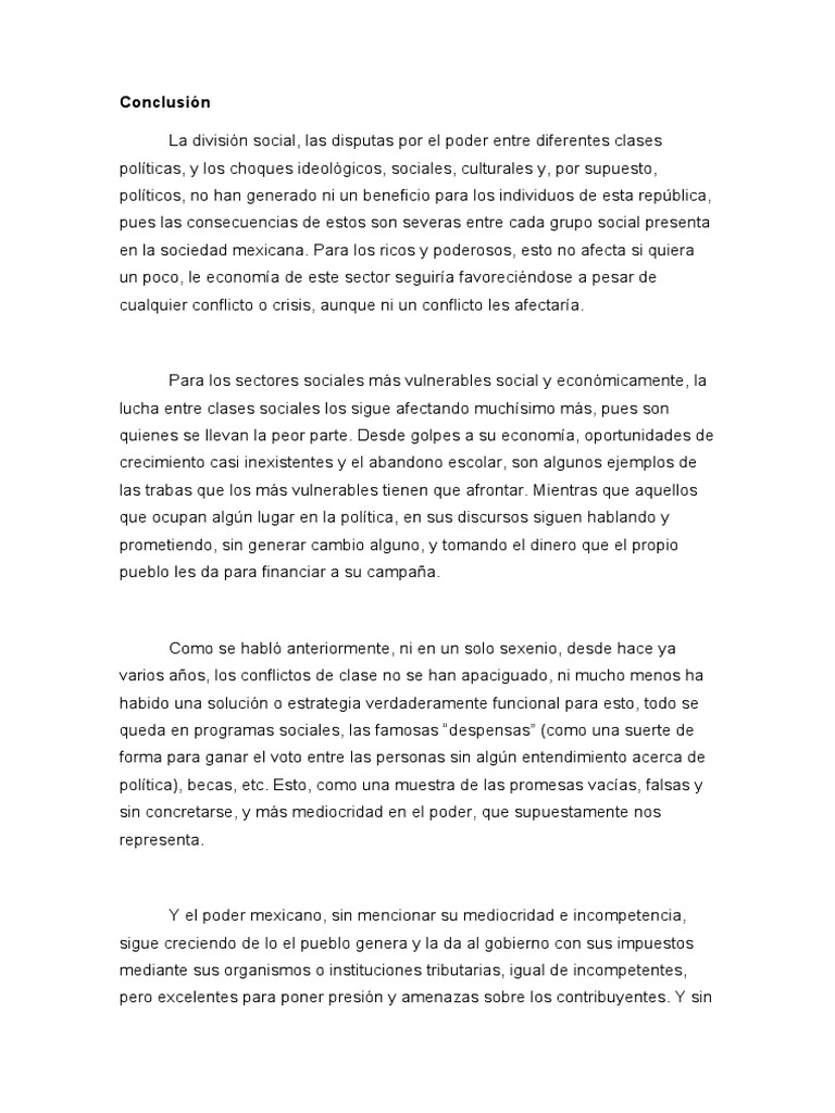 Ejemplo de Conclusión Clases Sociales | PDF