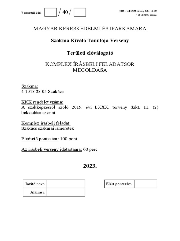 Szakacs_Megoldas_2023 szktv | PDF