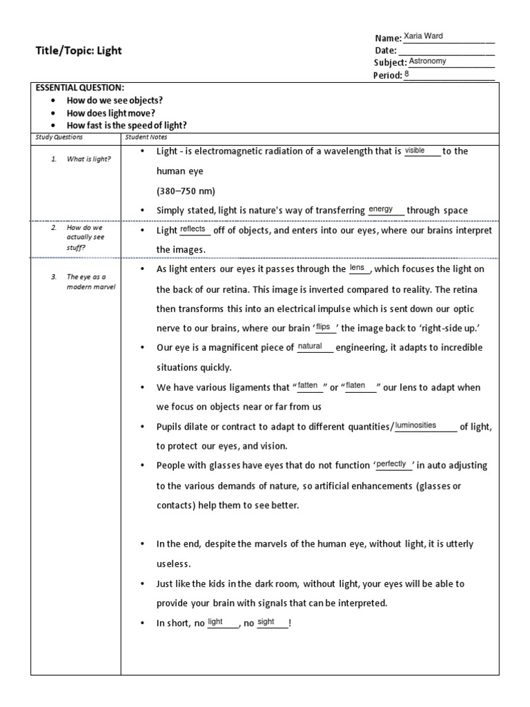 Light Notes | PDF | Light | Speed Of Light