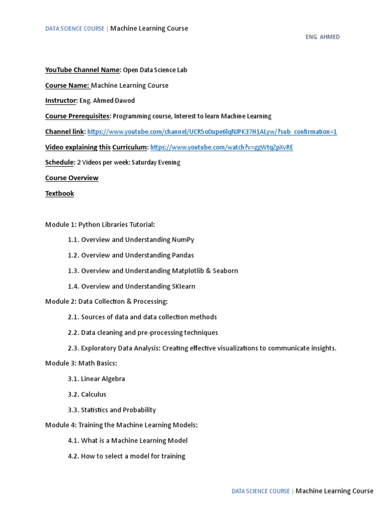 3 DATA SCIENCE COURSE - Machine Learning Course | PDF | Machine Learning | Cluster Analysis