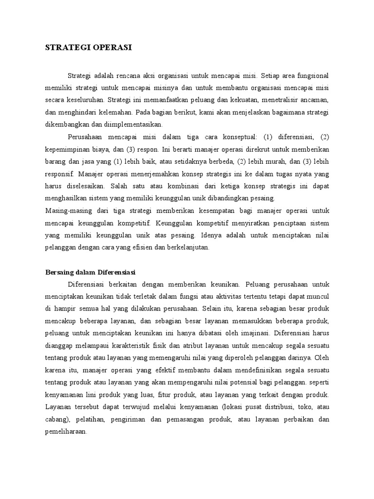Strategi Operasi | PDF