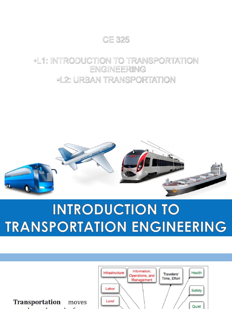 NEU L1 L2 Introduction To Transportation Engineering Urban Transportation | PDF