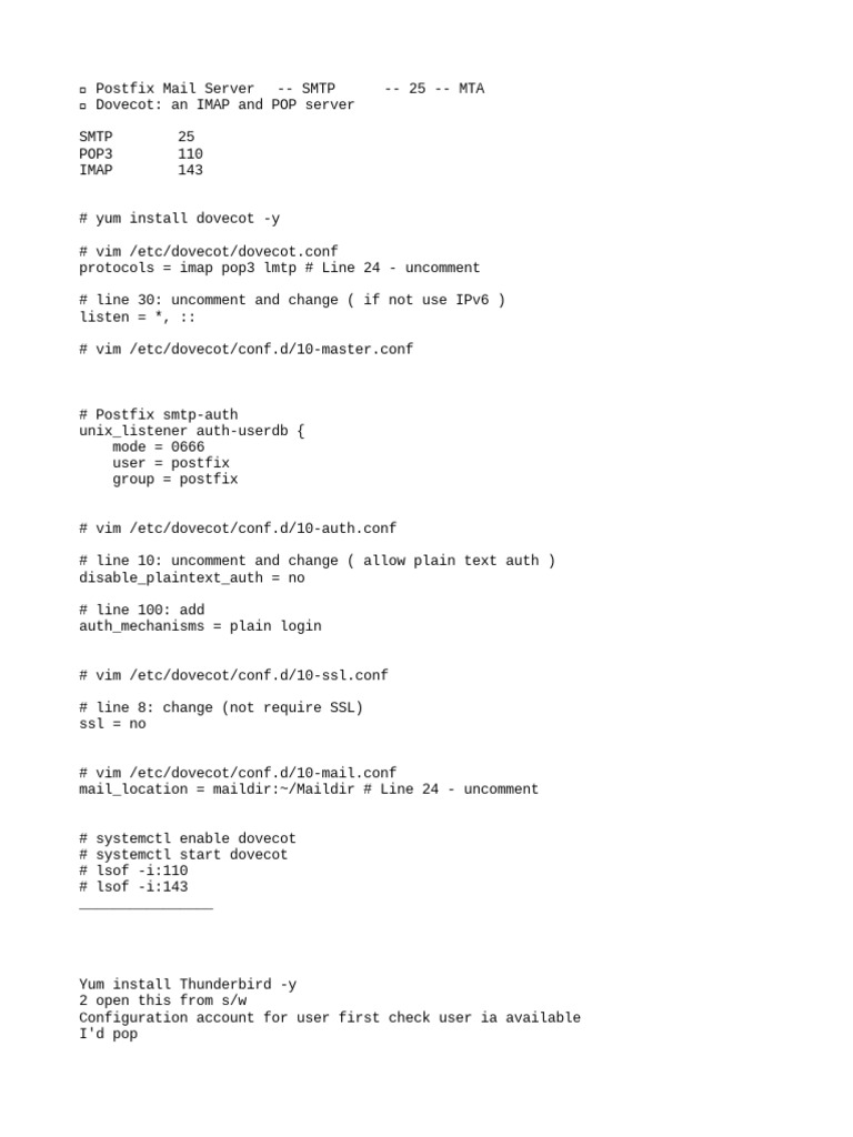 Dovecot and Postfix Setup Guide | PDF
