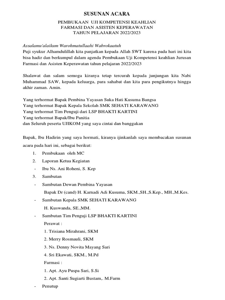 Teks MC Rapat Ujikom | PDF