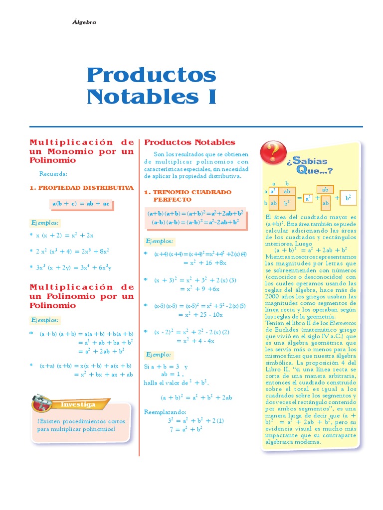 Pc-Algebra Productos Notables Ii | PDF | Ecuaciones | Multiplicación