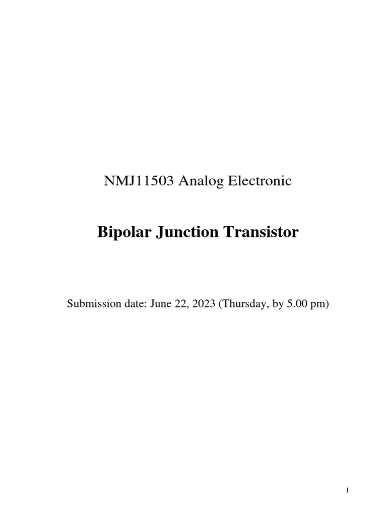 Assignment BJT | PDF | Bipolar Junction Transistor | Transistor