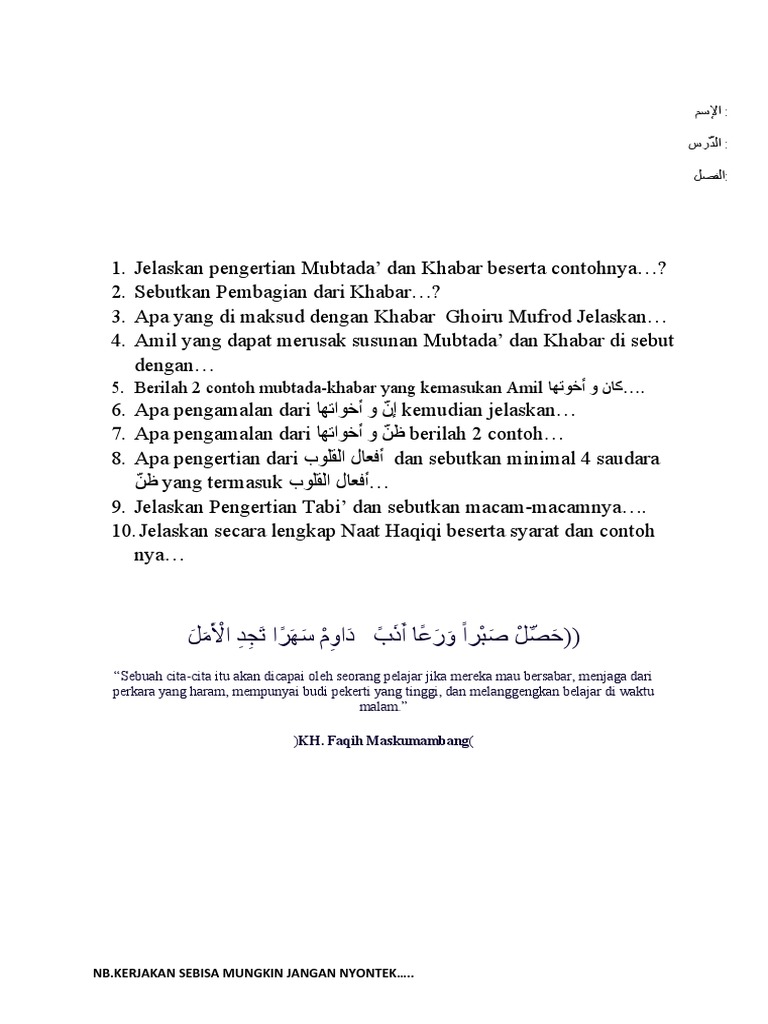 Panduan Lengkap Mubtada' dan Khabar | PDF