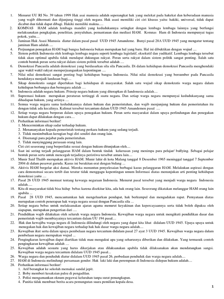 Kisi-Kisi PAT PKN Kelas 11 | PDF