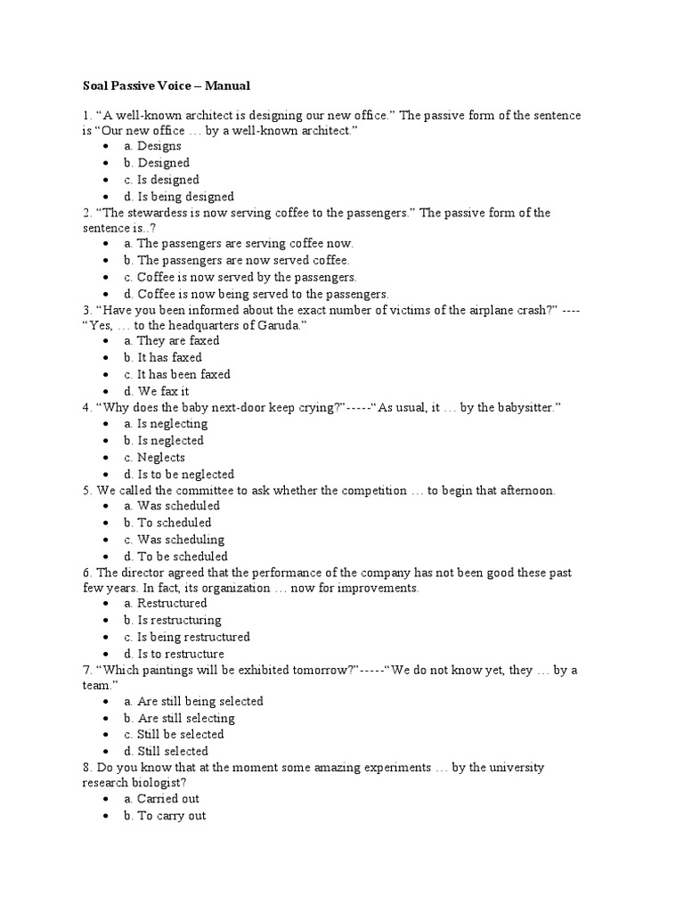 Soal Passive Voice 2 PDF | PDF