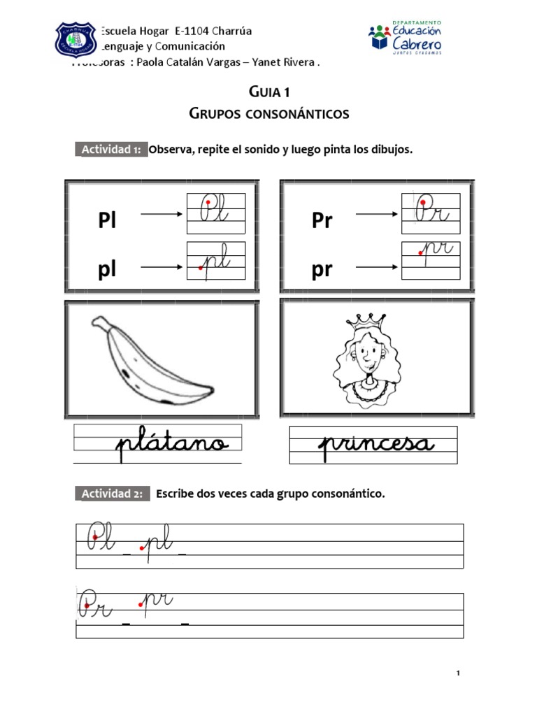 Lenguaje-Segundo Grupo Consonantico PR y PL | PDF