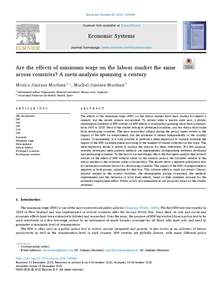 Are The Effects of Minimum Wage On The Labour Market The Same Across ...