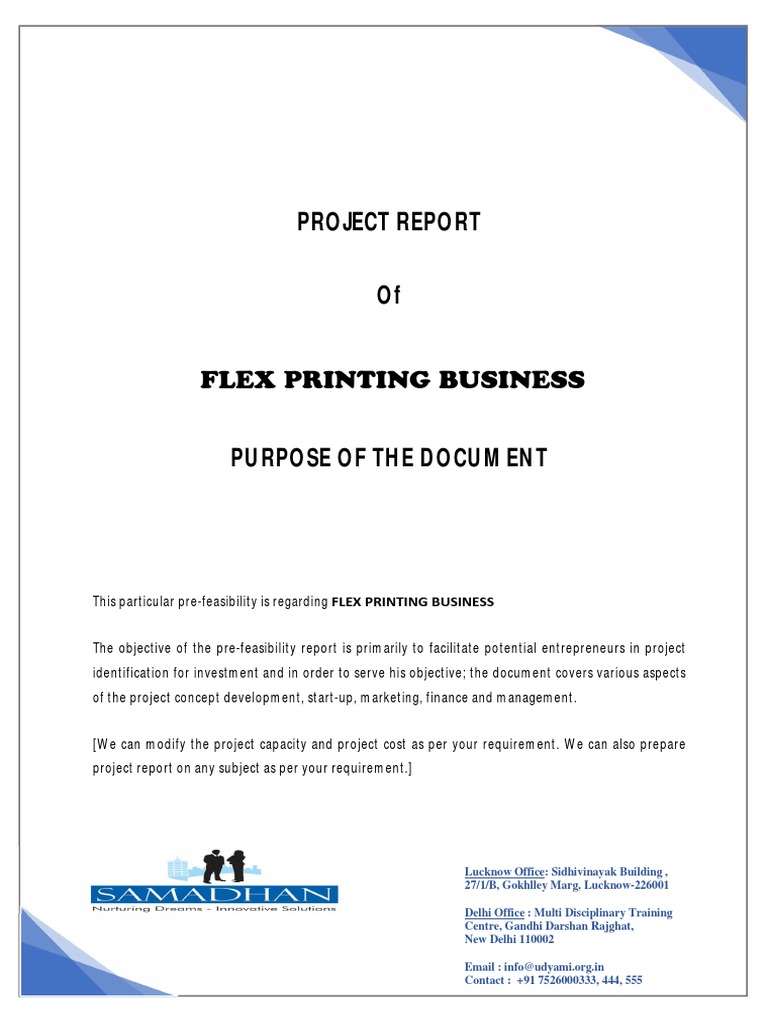 Flex Printing Business Project Report | PDF