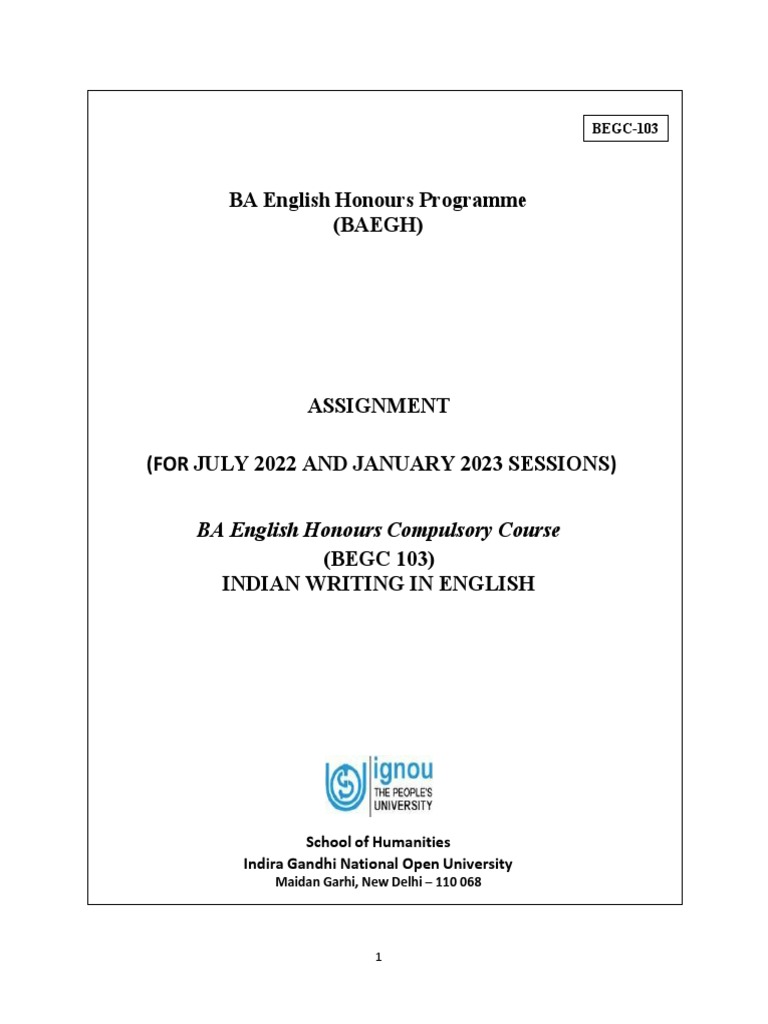 Assignment BEGC 103_2022-2023 (1) | PDF