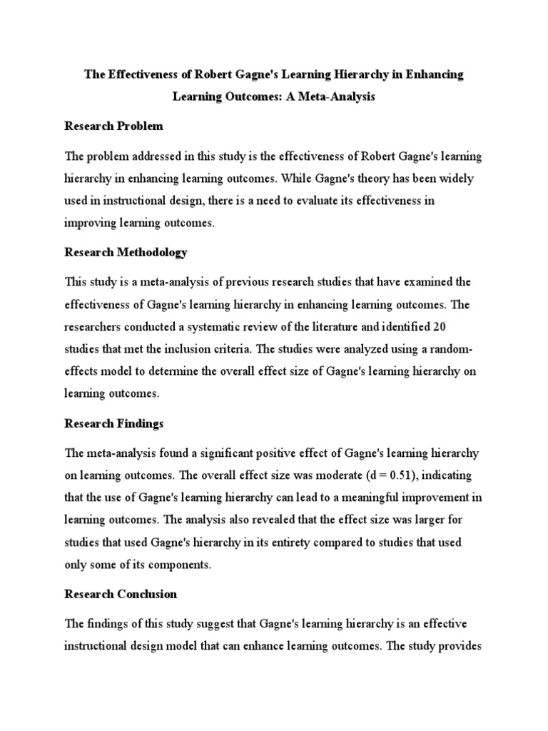 Robert Gagne and Learning Hierarchy | PDF