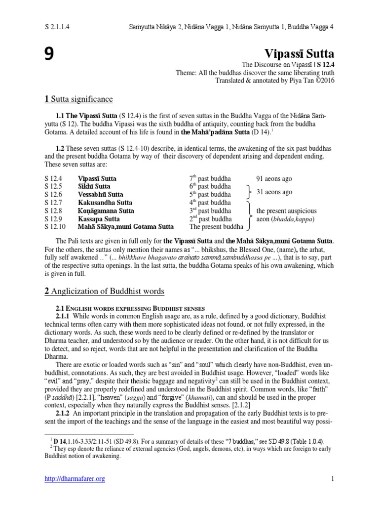 49.9 Vipassi S s12.4 Piya | PDF | Four Noble Truths | Enlightenment In Buddhism