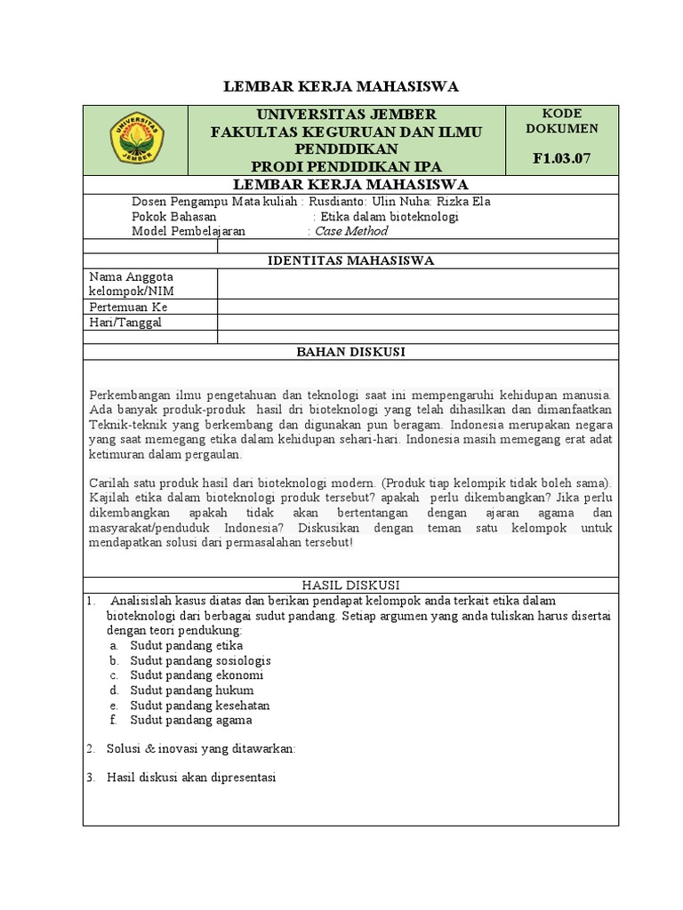 Template LKM - Form PP 05 | PDF