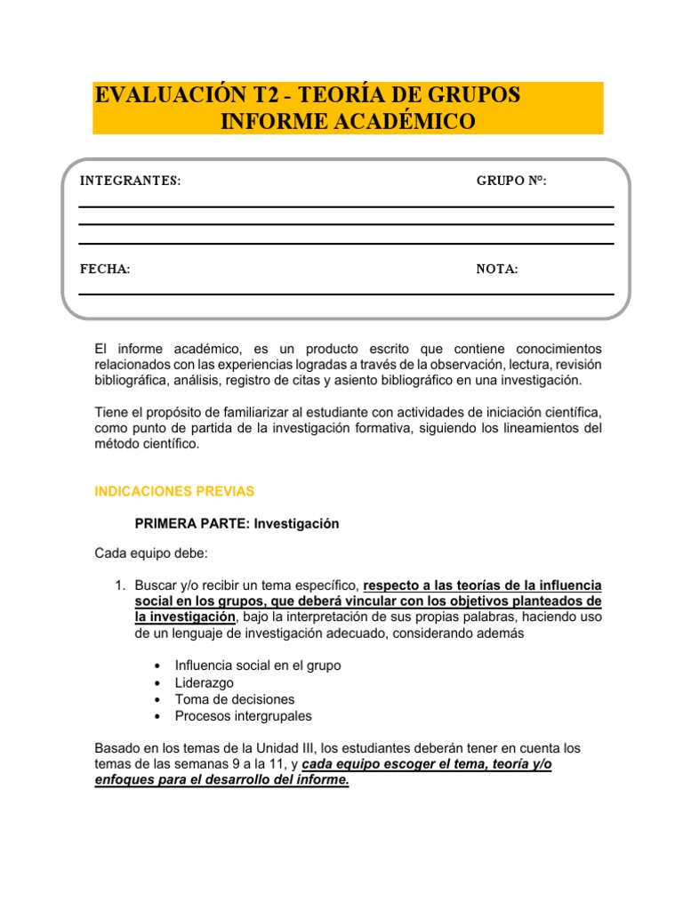 Evaluación T2: Teoría de Grupos | PDF | Evaluación | Sicología