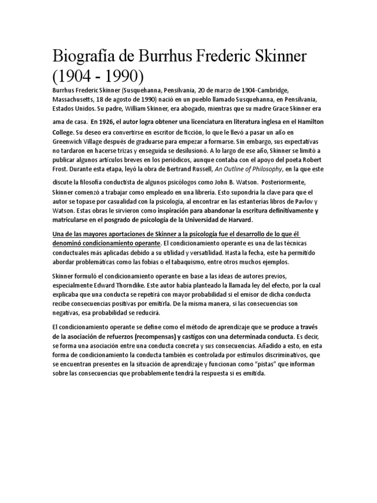 Biografía de Burrhus Frederic Skinner | PDF | Escuelas psicologicas ...
