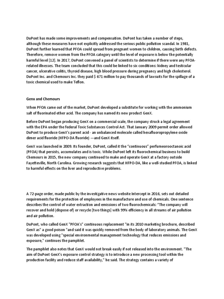 Dupont Case Study | PDF | Du Pont | Natural Environment