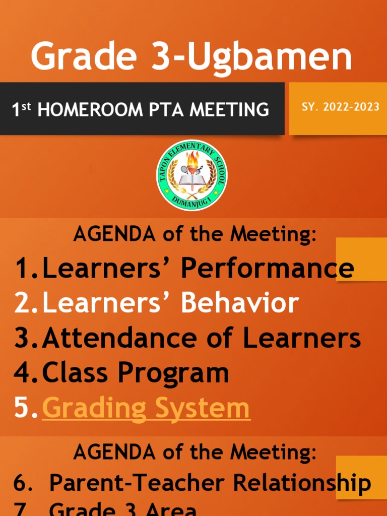 Grade 3 PTA Meeting Agenda 2022-2023 | PDF | Science & Mathematics