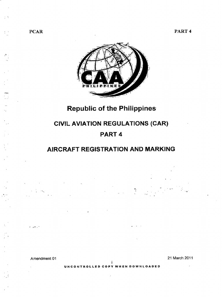 CIVIL AVIATION REGULATIONS - PART 4 - AIRCRAFT REGISTRATION AND MARKING ...